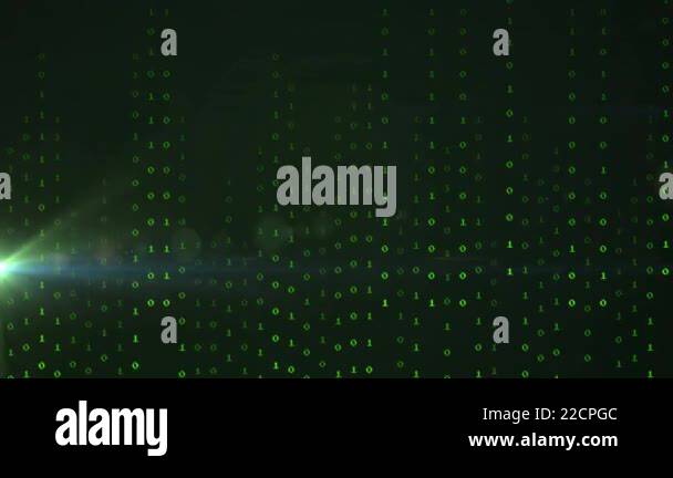 Animation of falling binary coding over black background. Technology, business and digital ...