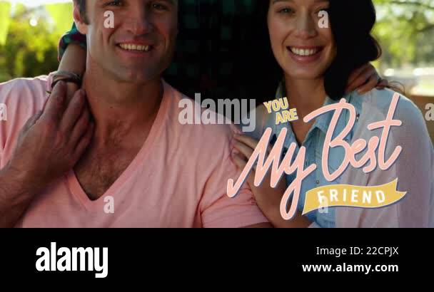 Animation of you are my best friend text over happy caucasian parents ...