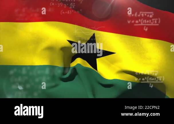 Animation of data processing over flag of ghana. Technology, flags and ...