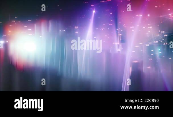 Abstract cityscape with glowing lights and data points, futuristic ...