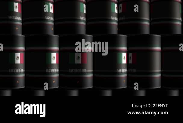 Mexico oil business and fuel extraction barrels in row seamless and ...