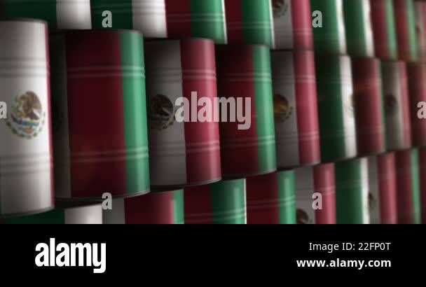 Mexico oil business and fuel extraction barrels in row seamless and ...