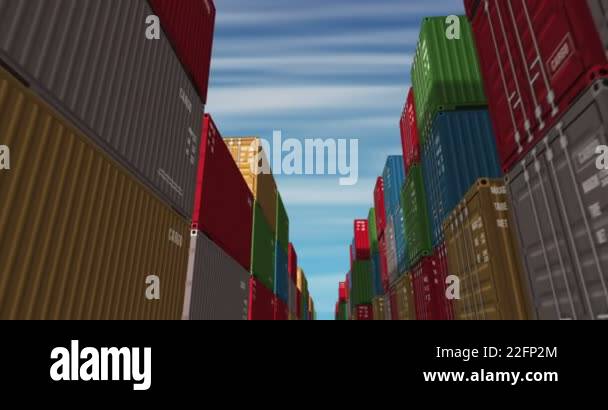 Cargo transport import export cargo containers in row seamless and ...