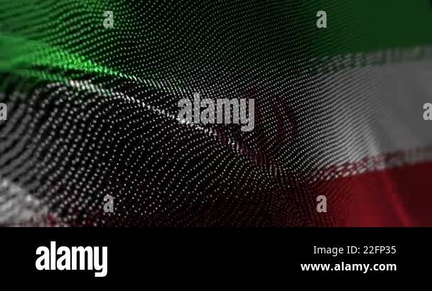 Iran flag waving pixel. Iranian blowing banner cyber attack hack and ...
