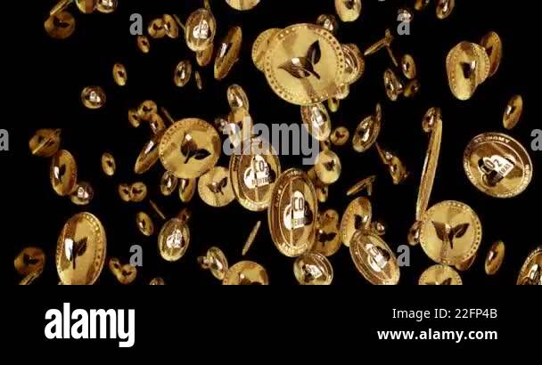 Co2 neutral green energy and eco friendly isolated gold coin rain ...