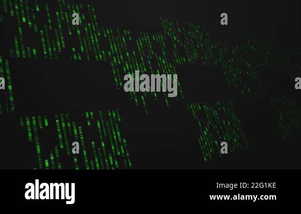 Animation code in the form of a lock, bright green falling lines of ...