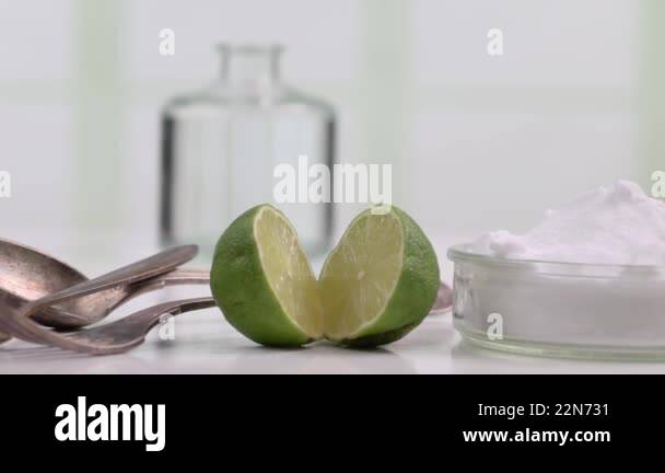 Rotating video, Natural cleaning products based on baking soda, vinegar ...