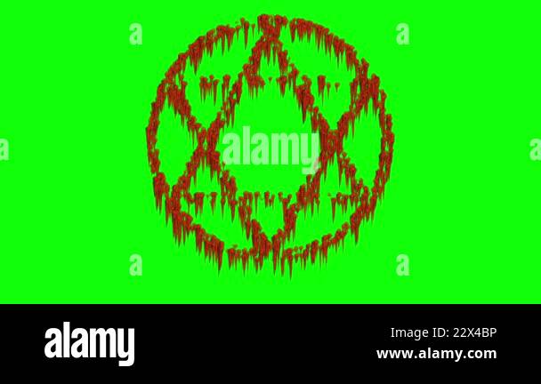 Mystic chakra symbol with scary blood effect on green screen background ...