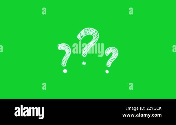 Animated of Handdrawn white question mark on green background. High ...