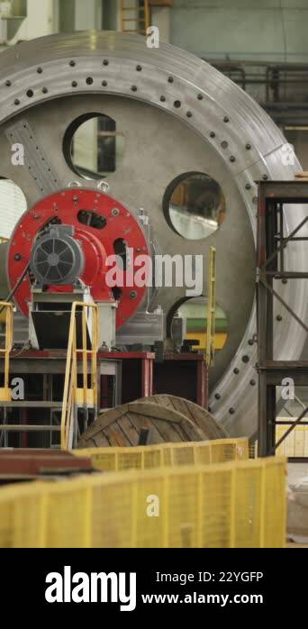 A view showing different heavy machinery types in a manufacturing plant ...
