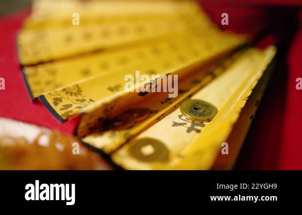 East Asian culture and finance of ancient China. Gold coins on the ...