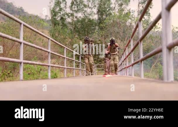 Special forces soldiers gather fight in a war soldiers in camouflage ...