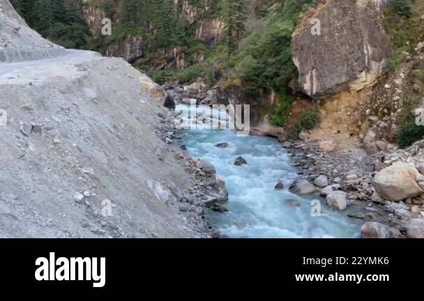 Gushing green waters of the Kali river on the way to Adi Kailash in ...