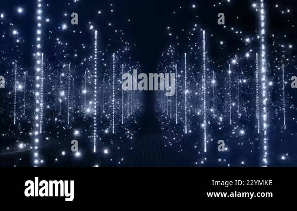 High-tech digital network with glowing white vertical lines emerging ...