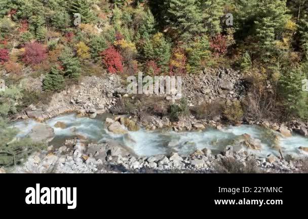 Gushing green waters of the Kali river on the way to Adi Kailash in ...