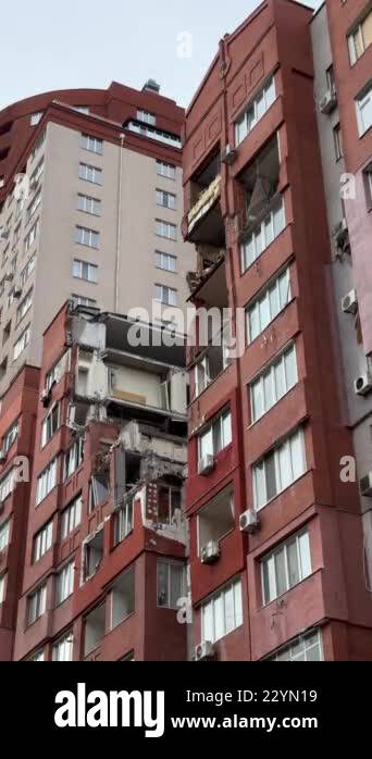 Russian missile hits residential building in Dnipro, Ukraine. Aftermath ...
