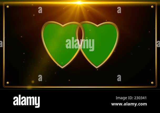 double heart starlight effect green screen background Stock Video ...