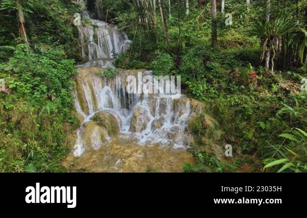 Still video footage of a waterfall that is still natural and beautiful ...