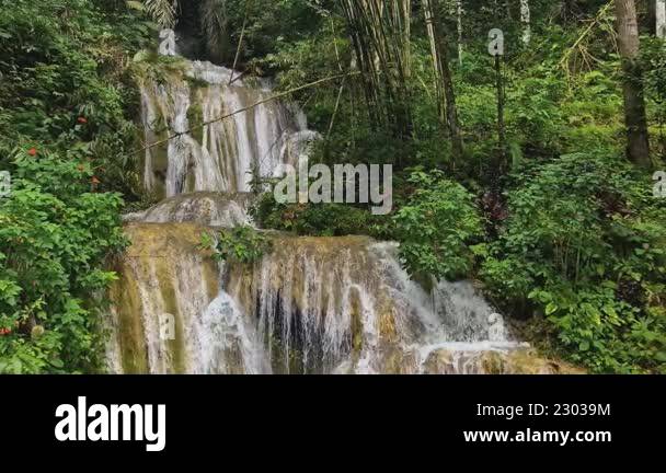 Still video footage of a waterfall that is still natural and beautiful ...