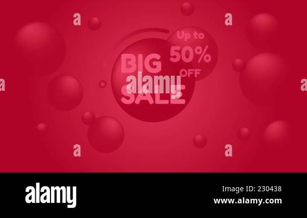 Animation of big sale banner background with red round bubbles. Loop ...