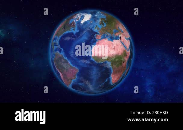 Earth Zooming On Palestine And Neighbour Countries Highlighted With ...