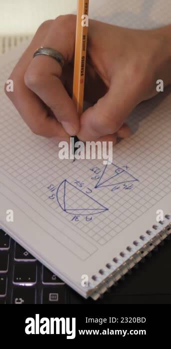 The concept image of solving math on a notebook sheet, drawing ...