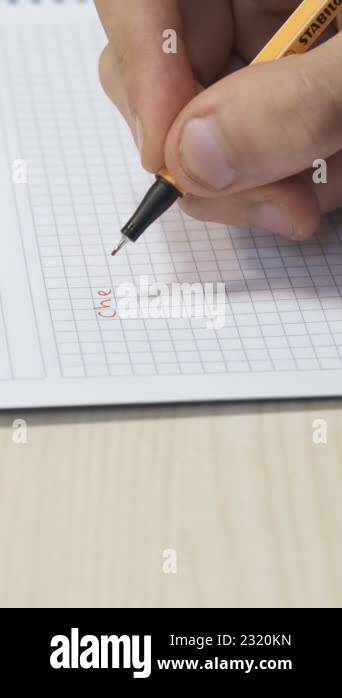 Writing Paper Student, taking notes in the notebook with colored ...