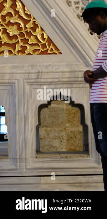 African worship young man prays at the mosque, muslim men worship at ...