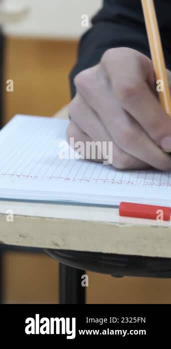 Write Paper Close-up Class, taking notes in the lesson, hardworking ...