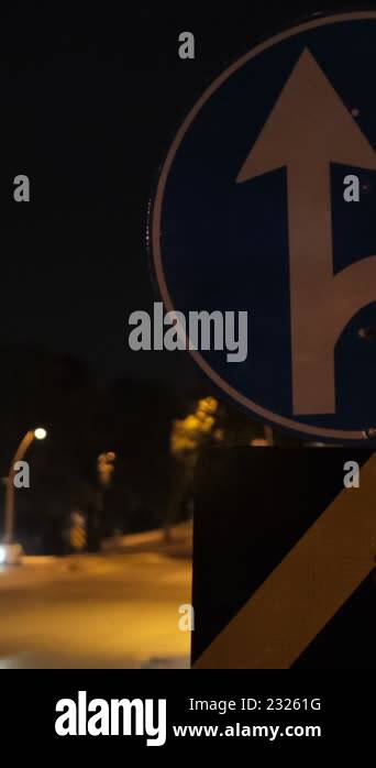 Image of reflective traffic signs that provide traffic control at night ...