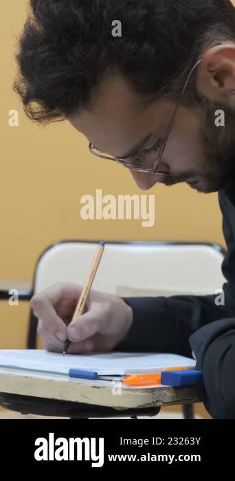 Study Class, image of student in exam, test sample in line, studying ...
