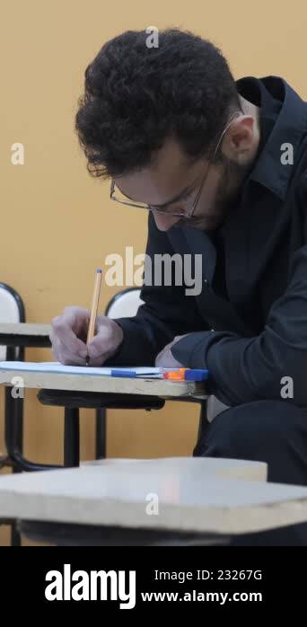 Man Study Class, male student during exam, male studying in the ...