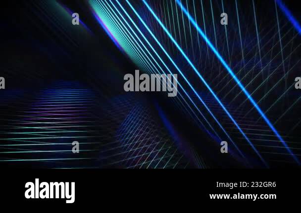 Black futuristic abstract animation, dark blue seamless looping neon ...