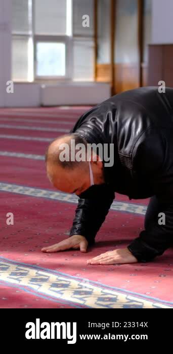 Different shot of a middle-aged man with a health mask on his face ...