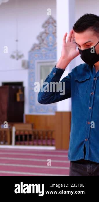 Different angle shot of young man with a health mask on his face ...