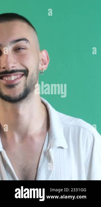 Happy man face, young man smiling, pleasant facial expression, facial ...