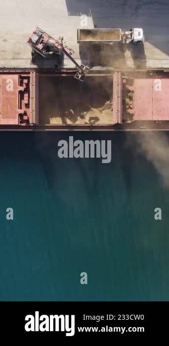 Drone view of loading ship on cyprus port, container transport of ...