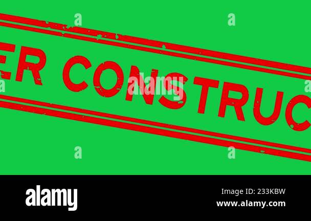 Grunge red under construction word square rubber seal stamp zoom on ...