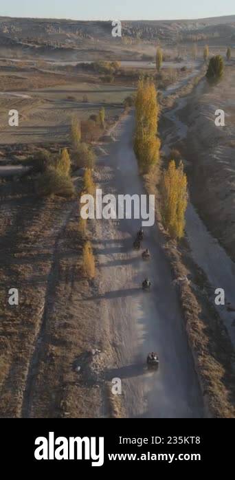 Horse riding sport shot with drone from the air, horse galloping on a ...