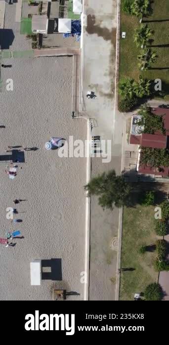 Drone view of the coastline of the resort city, aerial view of the ...