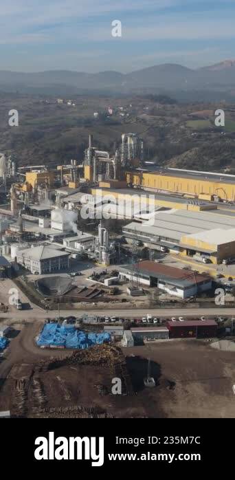Turkish factory producing air-drawn paper, view of industrial factories ...