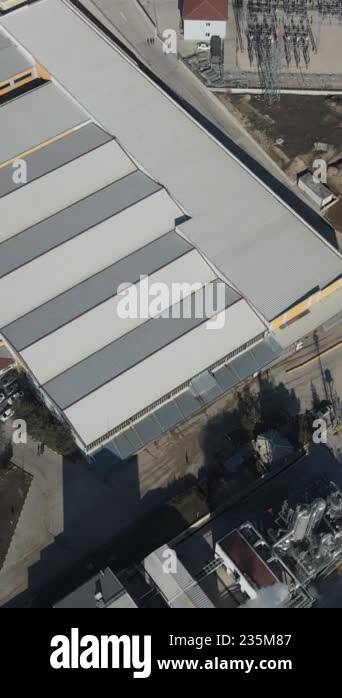 Aerial drone view of the paper production facility established in ...