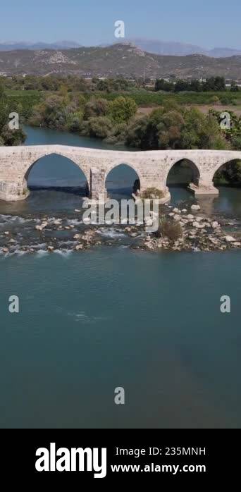 Historical stone bridge, Drone view of a historical stone bridge built ...