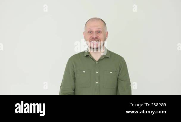 Man showing surprised shocked expression on white background. Shock ...
