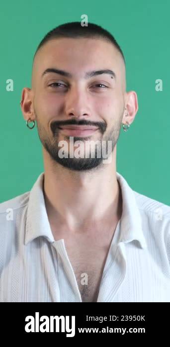 Gestures of happy man face, young male facial expressions laughing ...