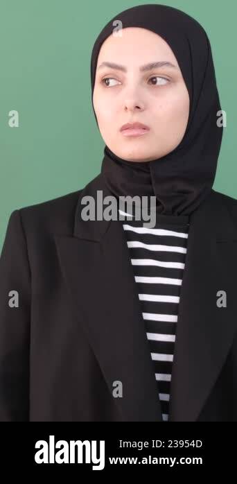 Muslim woman sad, muslim girl who wearing black clothes hug herself in ...