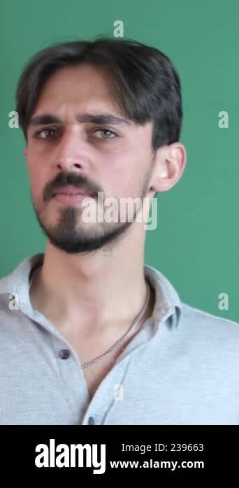 Warn sign finger threatening man, angry bearded caucasian man making ...