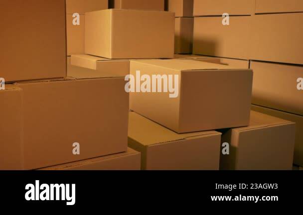 Boxes In Warehouse, Generic Product Business Concept Stock Video ...