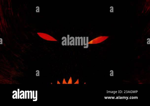 Scary Evil Face Illustration In Fire Stock Video Footage - Alamy