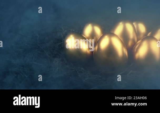 Gold Eggs In Nest Fantasy Creature Stock Video Footage - Alamy
